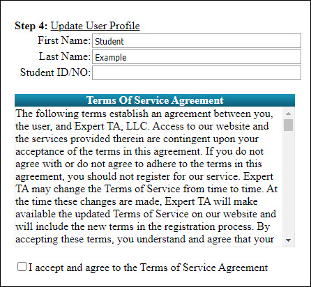 The Expert TA – Registration and Payment